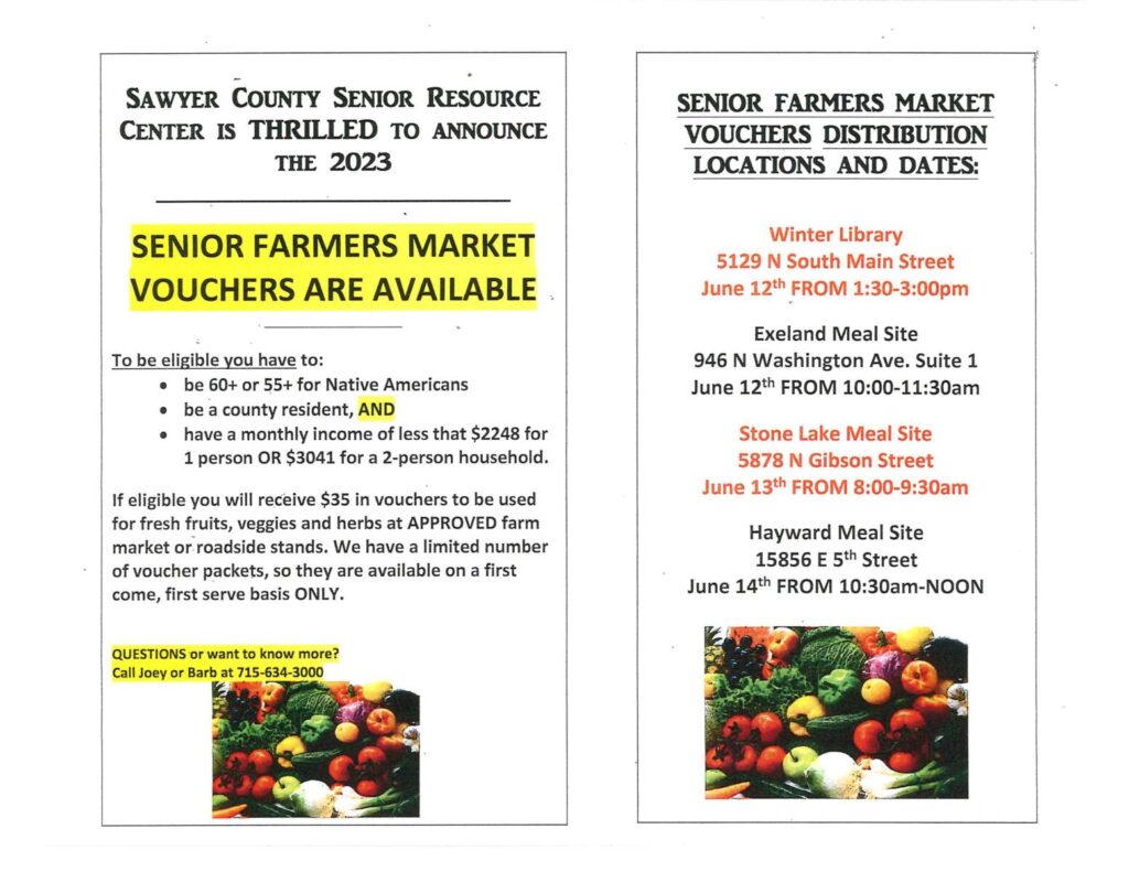 Activities & Events - Sawyer County Senior Resource Center - Serving the residents of Sawyer ...