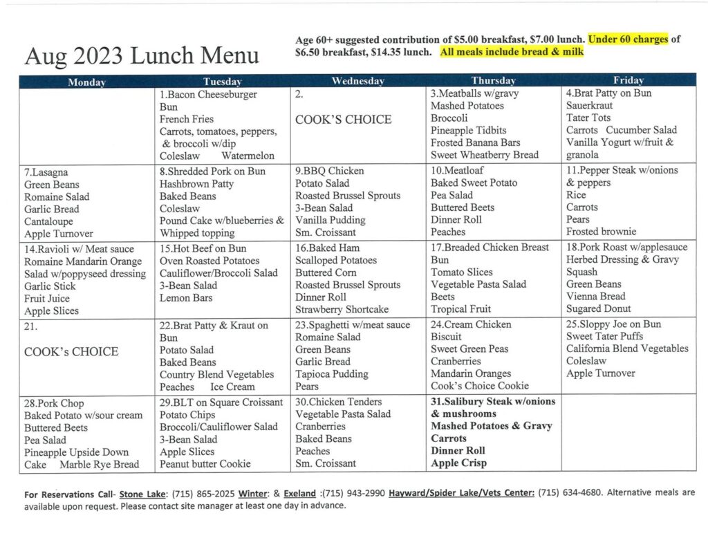 Nutrition, Meals & Menus - Sawyer County Senior Resource Center ...